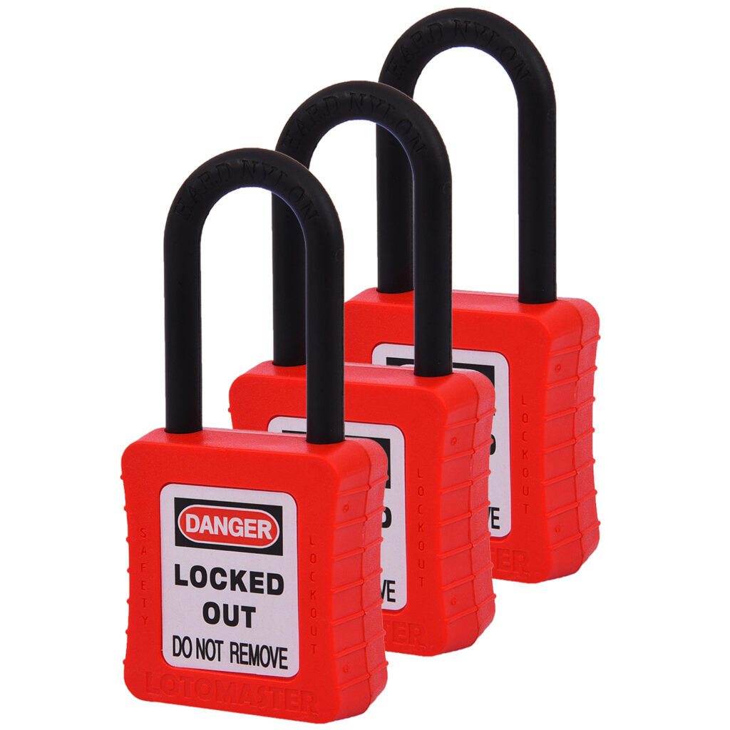De-Electric Lockout Padlocks 3 Keyed Alike 38mm Red - LOTOMASTER