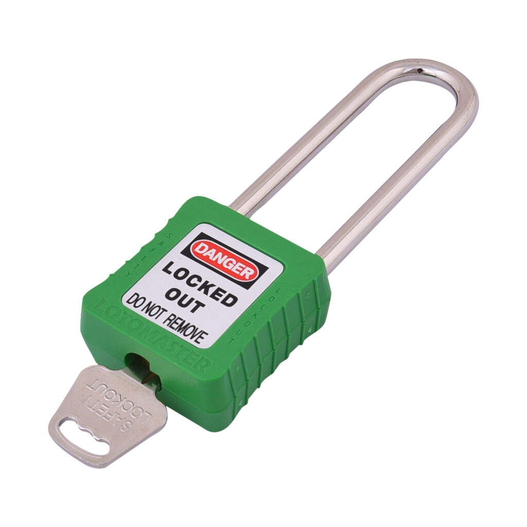 Safety Lockout Padlock 75mm Keyed Different Green - LOTOMASTER