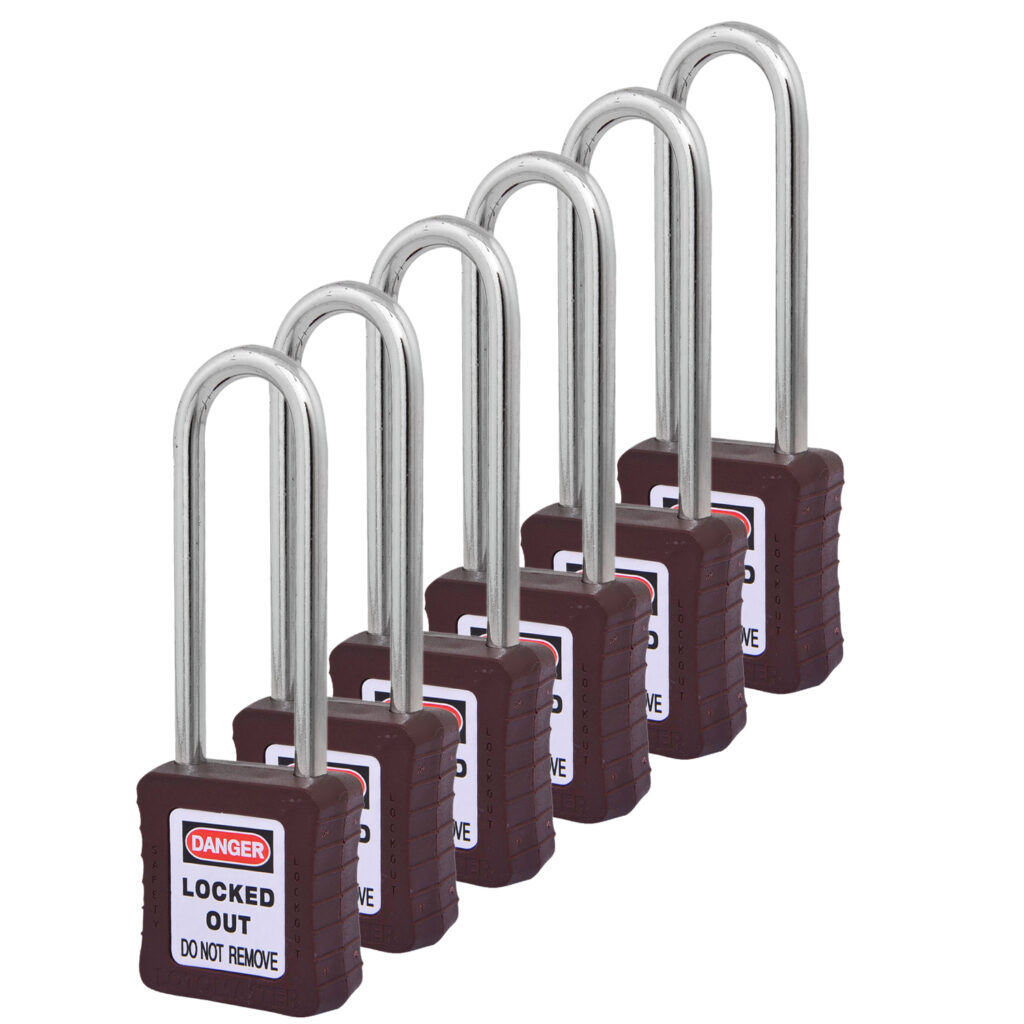 Safety Lockout Padlocks 6 Keyed Alike 75mm Brown - LOTOMASTER