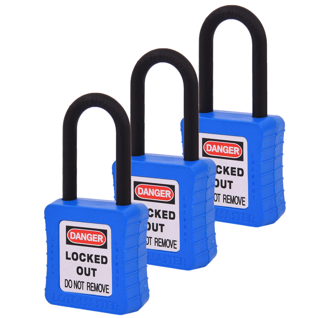 De-Electric Lockout Padlocks 3 Master Keyed 38mm Blue - LOTOMASTER